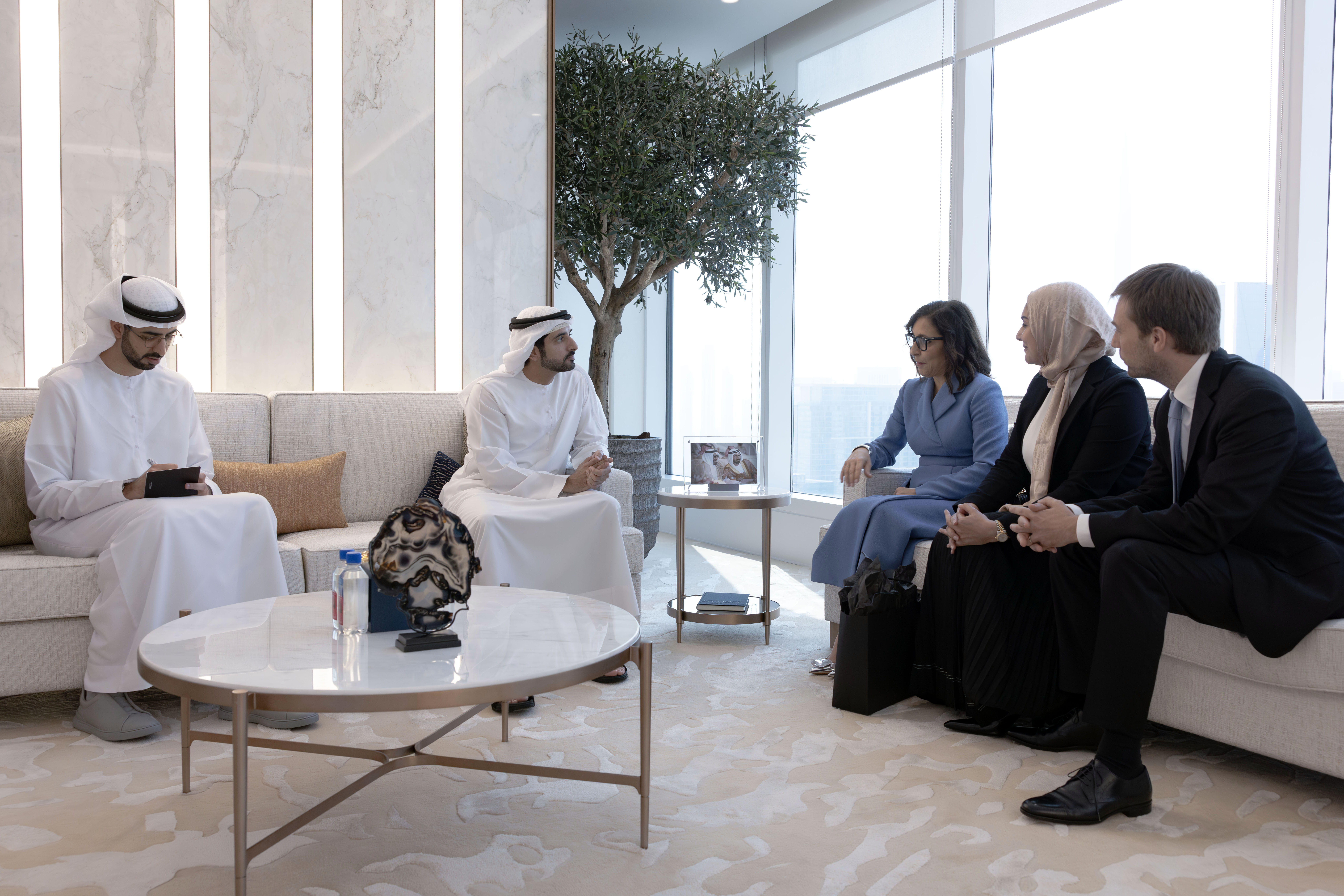 Hamdan bin Mohammed meets with Linda Yaccarino, CEO of X Corp